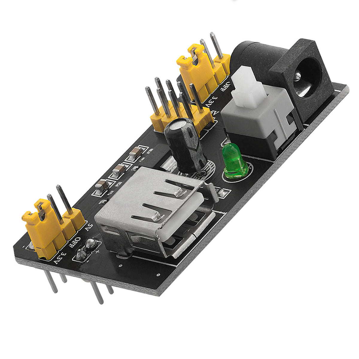 MB102 Breadboard strömförsörjningsmodul 3.3V/5V justerbar - Vin 9-12V,